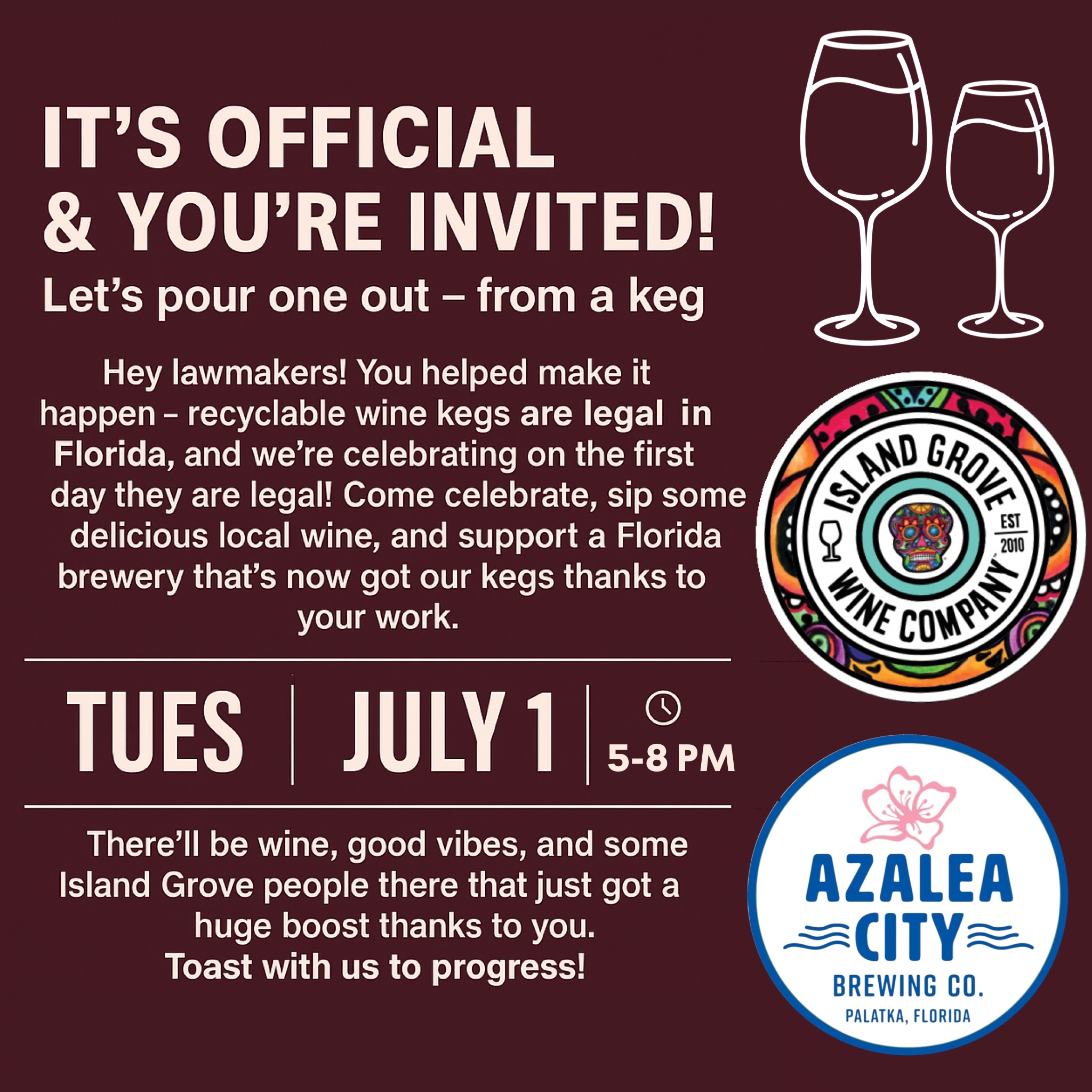 WINE ON TAP: First Pour Celebration – Visit Palatka