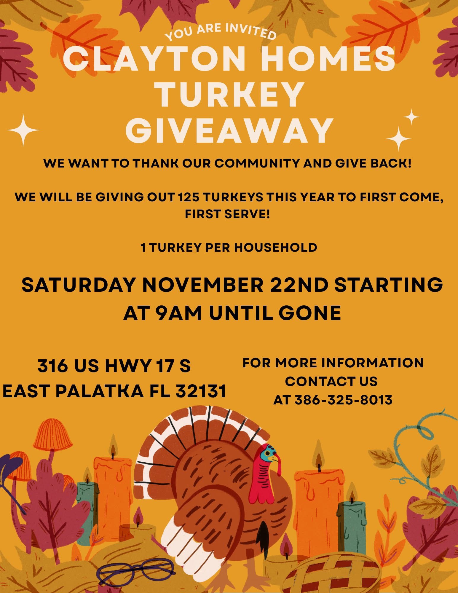 Clayton Homes Turkey Giveaway – Visit Palatka